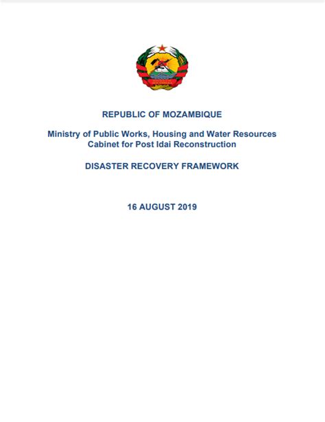 Mozambique Disaster Recovery Framework 2019 Irp