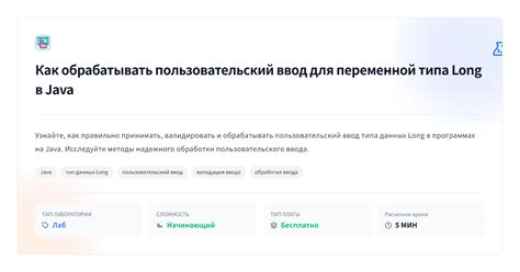 Как обрабатывать пользовательский ввод для переменной типа Long в Java Labex