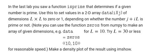 solved in the last lab you saw a function isprime that