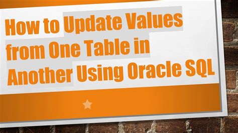 How To Update Values From One Table In Another Using Oracle Sql Youtube