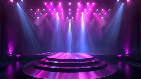 premium photo stage with bright spotlights 3d rendering