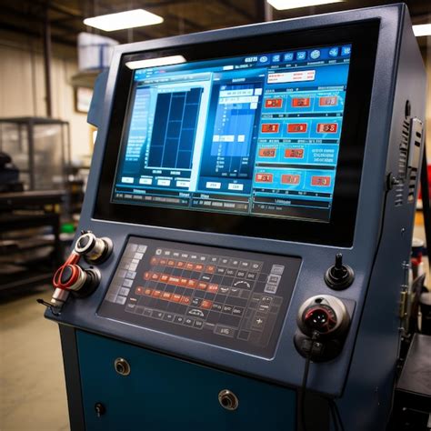 Advanced Cnc Machine Control Panel Showing Data And Graphs Illustrating Process Complexity