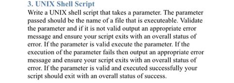 Solved 3 Unix Shell Script Write A Unix Shell Script That