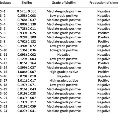 Biofilm Formation Grade Of Biofilm And Production Of The Slime Of Download Scientific Diagram