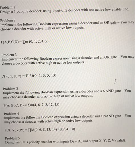 Problem Design A Out Of Decoder Using Out Of Chegg