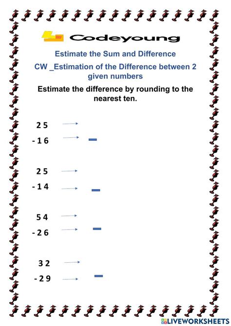 Estimation Math Exercise Live Worksheets