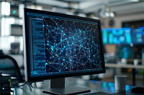 A Computer Monitor Displaying A 3d Visualization Sitting On Top Of A