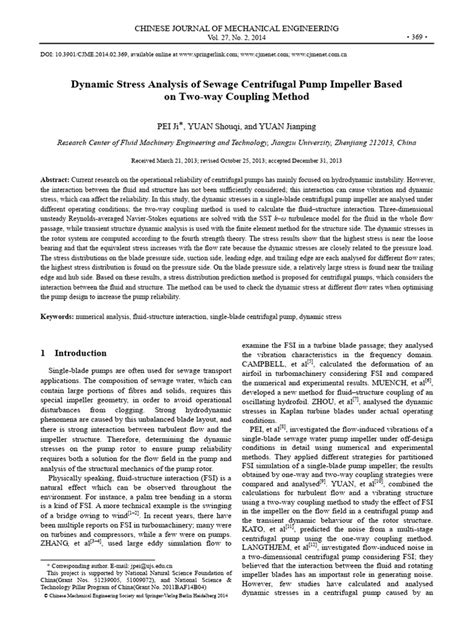Dynamic Stress Analysis Of Sewage Centrifugal Pump Impeller Based On