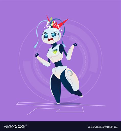 Cute Robot Angry Error Modern Artificial Vector Image