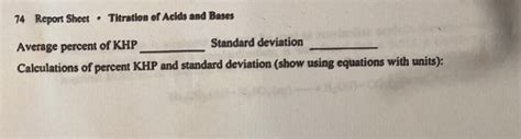 Solved Experiment Report Sheet Titration Of Acids And Bases