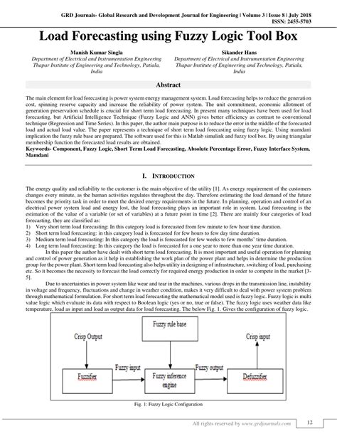 Pdf Load Forecasting Using Fuzzy Logic Tool Box