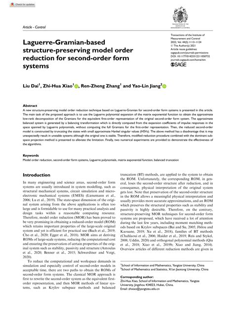 Pdf Laguerre Gramian Based Structure Preserving Model Order Reduction