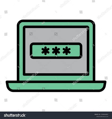Laptop Password Icon Outline Vector Cyber Stock Vector Royalty Free 2188084887 Shutterstock
