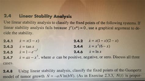 Solved Linear Stability Analysis Use Linear Stability Chegg