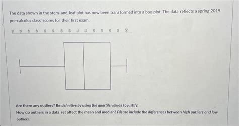 Solved The Data Shown In The Stem And Leaf Plot Has Now Been Chegg