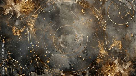 Abstract Cosmic Background With Golden Accents And Circular Patterns Perfect For Adding A Touch