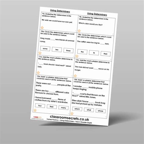 Year 3 Using Determiners Varied Fluency Resource Classroom Secrets