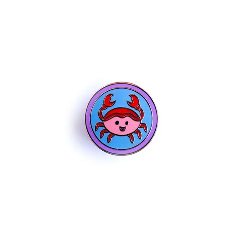 Cancer Zodiac Merit Badge Enamel Pin Kitty With A Cupcake