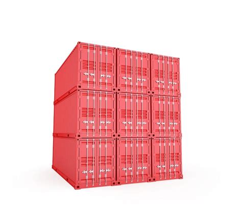 Premium Photo Stacked Cargo Containers Isolated On White 3d Render