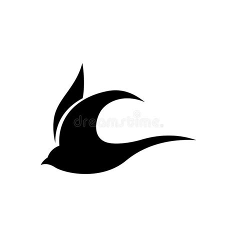 Simple Logo Template Design Silhouette Of A Martin Martlet Swallow Flying Hovering Stock Vector
