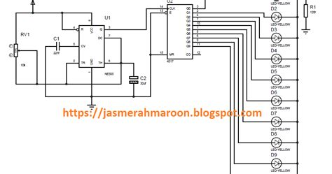 Rangkaian Running Led Led Berjalan Sederhana Tanpa Program
