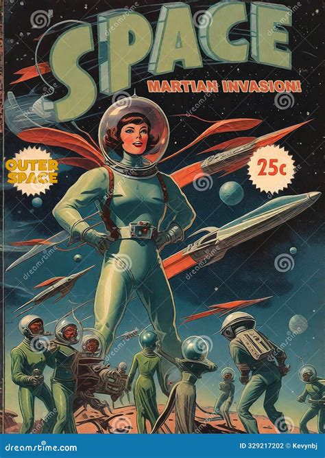 Vintage Comic Book Cover Martian Invasion Royalty Free Stock Image
