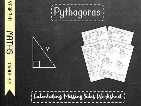 Pythagoras Calculating Missing Sides Worksheet Teaching Resources