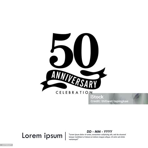 창립 50주년 기념 엠블럼 축하 기념일 로고는 흰색 배경에 리본으로 격리되어 있습니다 웹 전단지 포스터 인사말 카드에 대한 벡터