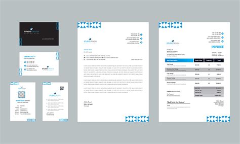 기하학적 인 파란색 기업 브랜드 정체성 고정 된 디자인의 팩 현대 템플릿 일러스트 레이 션 벡터 0명에 대한 스톡 벡터 아트 및 기타 이미지 Istock