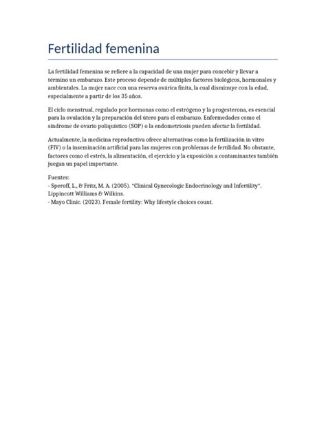 Claves De La Fertilidad Femenina Pdf