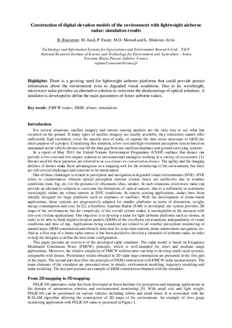 Pdf Construction Of Digital Elevation Models Of The Environment With Lightweight Airborne