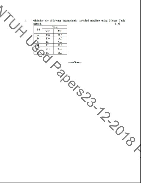 jntuh b tech switching theory and logic design december 2018 question