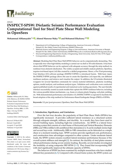 pdf inspect spsw inelastic seismic performance evaluation