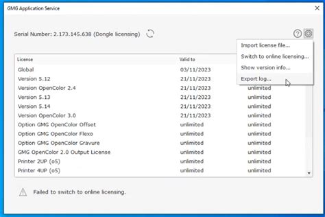 how to export log files gmg support