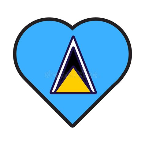 Saint Lucia Flag Festive Heart Outline Icon Stock Vector Illustration