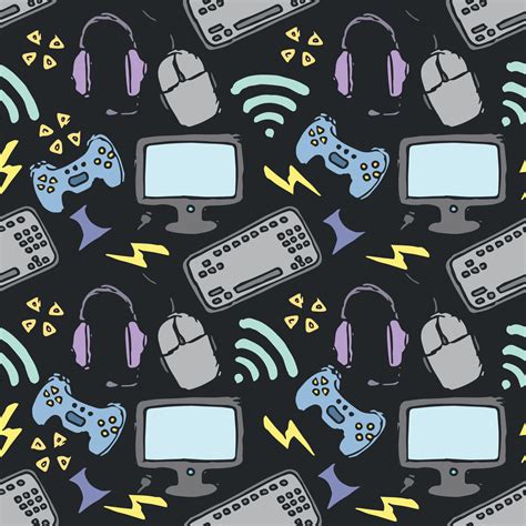 Seamless Gaming Pattern Doodle Background With Gaming Icons 22879029