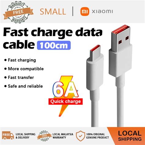 Xiaomi Type C Fast Charging Data Cable 6A 120W TurboCharger Charging COMPATIBLE For Redmi 10T