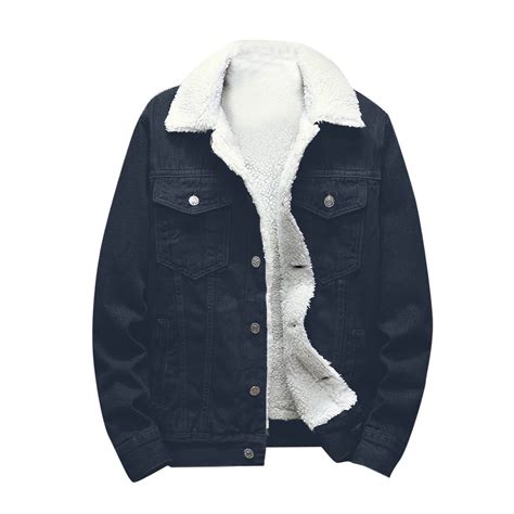 Fchengtais Mens Sherpa Fleece Lined Denim Jacket Winter Trucker Jean