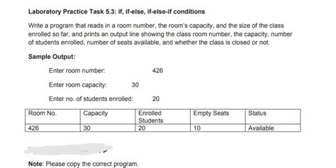 solved laboratory practice task 5 3 if if else if else if