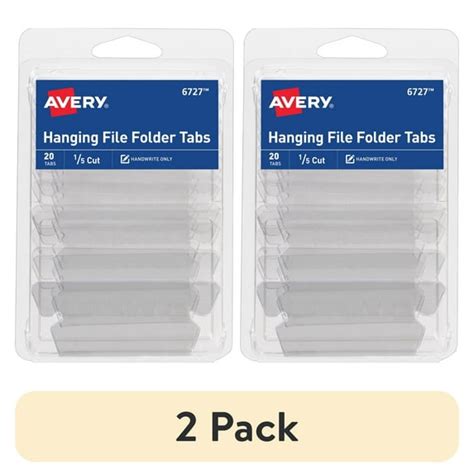 2 Pack Avery Hanging File Folder Tabs 15 Cut Plastic Clear