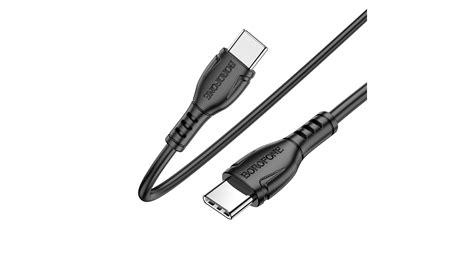 Borofone Bx51 Usb C Apa Usb C Apa Adat és Töltő Kábel Fekete 1m