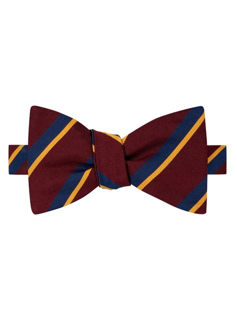 Mogador Silk Double Stripe Bow Tie In Wine The Ben Silver Collection