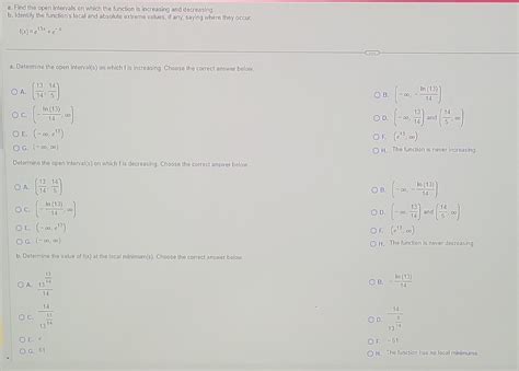 Solved A Find The Open Intervals On Which The Function Is Chegg Com