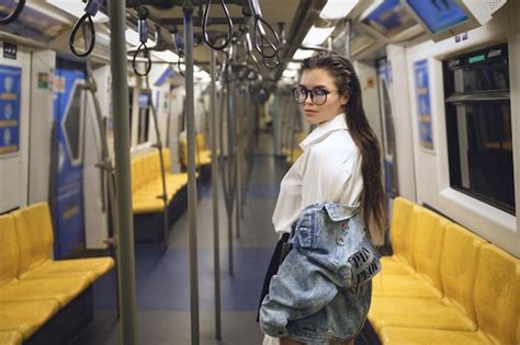 Premium Photo Sexy Model Is Posing In Carriage Of Metro Train