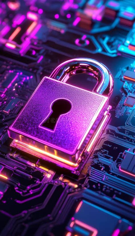 Cybersecurity Lock On Digital Circuit Board Data Protection Privacy Network Security Concept