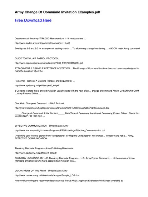 Fillable Online Army Change Of Command Protocol Pdf Document Search Engine Fax Email Print