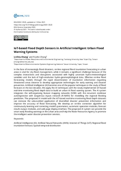 Pdf Iot Based Flood Depth Sensors In Artificial Intelligent Urban
