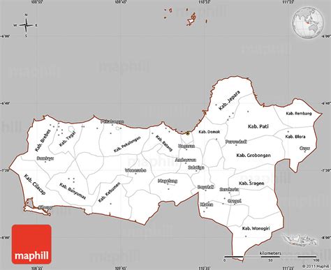 Gray Simple Map Of Central Java Cropped Outside