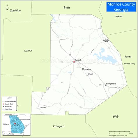Map Of Monroe County Georgia Where Is Located Cities Population