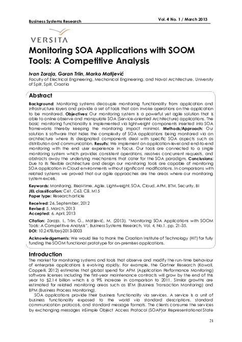 Pdf Monitoring Soa Applications With Soom Tools A Competitive Analysis Pdf Monitoring Soa Applications With Soom Tools A Competitive Analysis